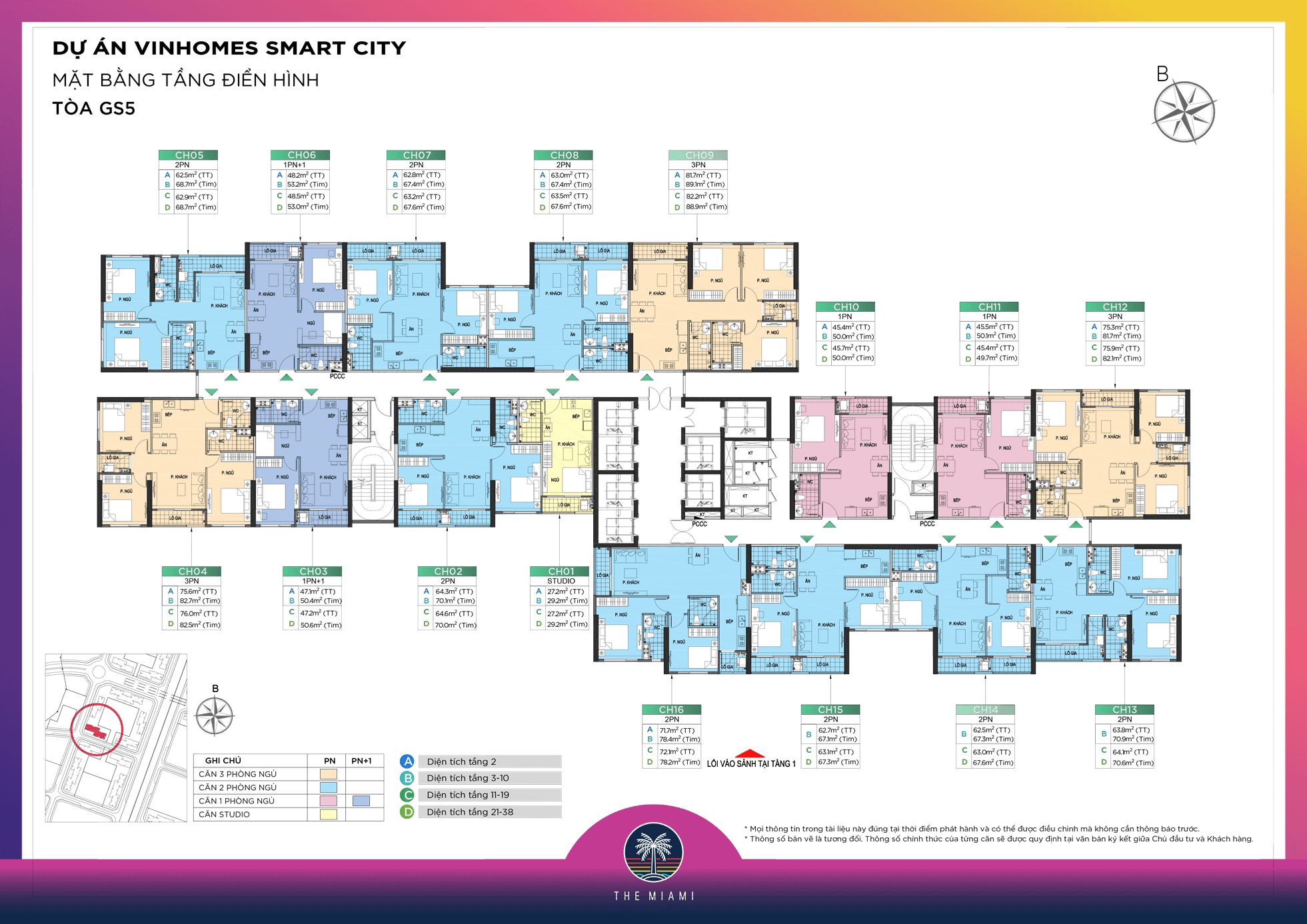 Mặt bằng điển hình tòa GS5 phân khu The Miami - Vinhomes Smart City